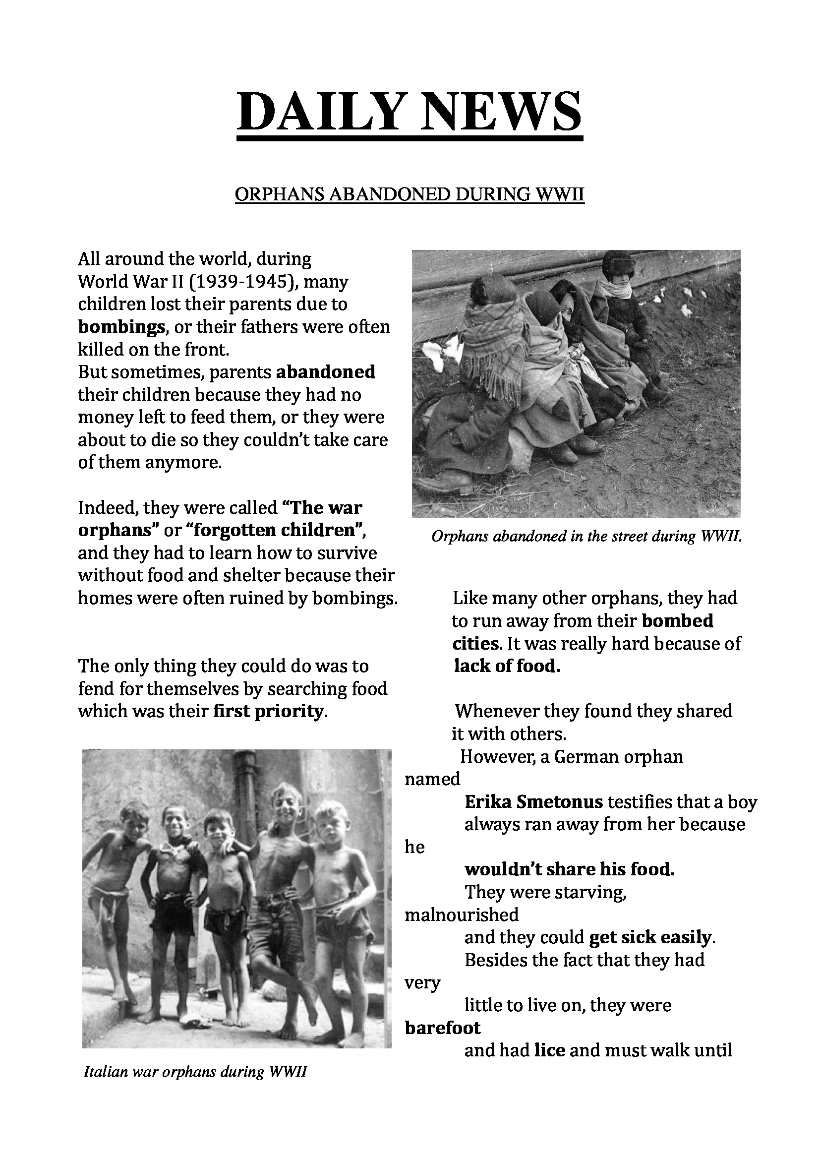 Orphans abandoned during World War II - LCE 3e - Marengo de Toulouse